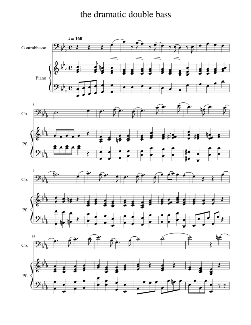 the_dramatic_double_bass Sheet music for Piano, Contrabass (Solo ...