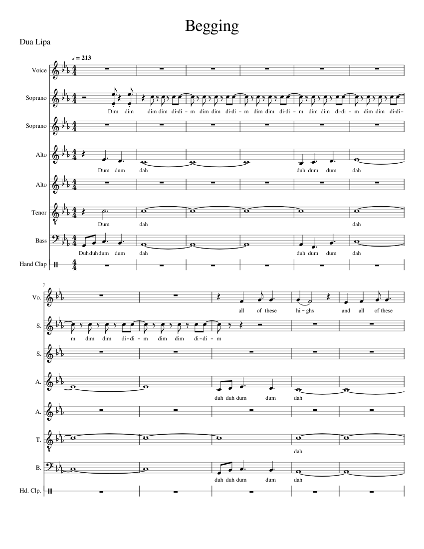 Begging Sheet music for Soprano, Alto, Tenor, Bass voice & more ...