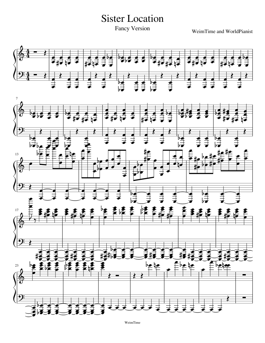 Sister Location Sheet music for Piano (Solo) Easy | Musescore.com