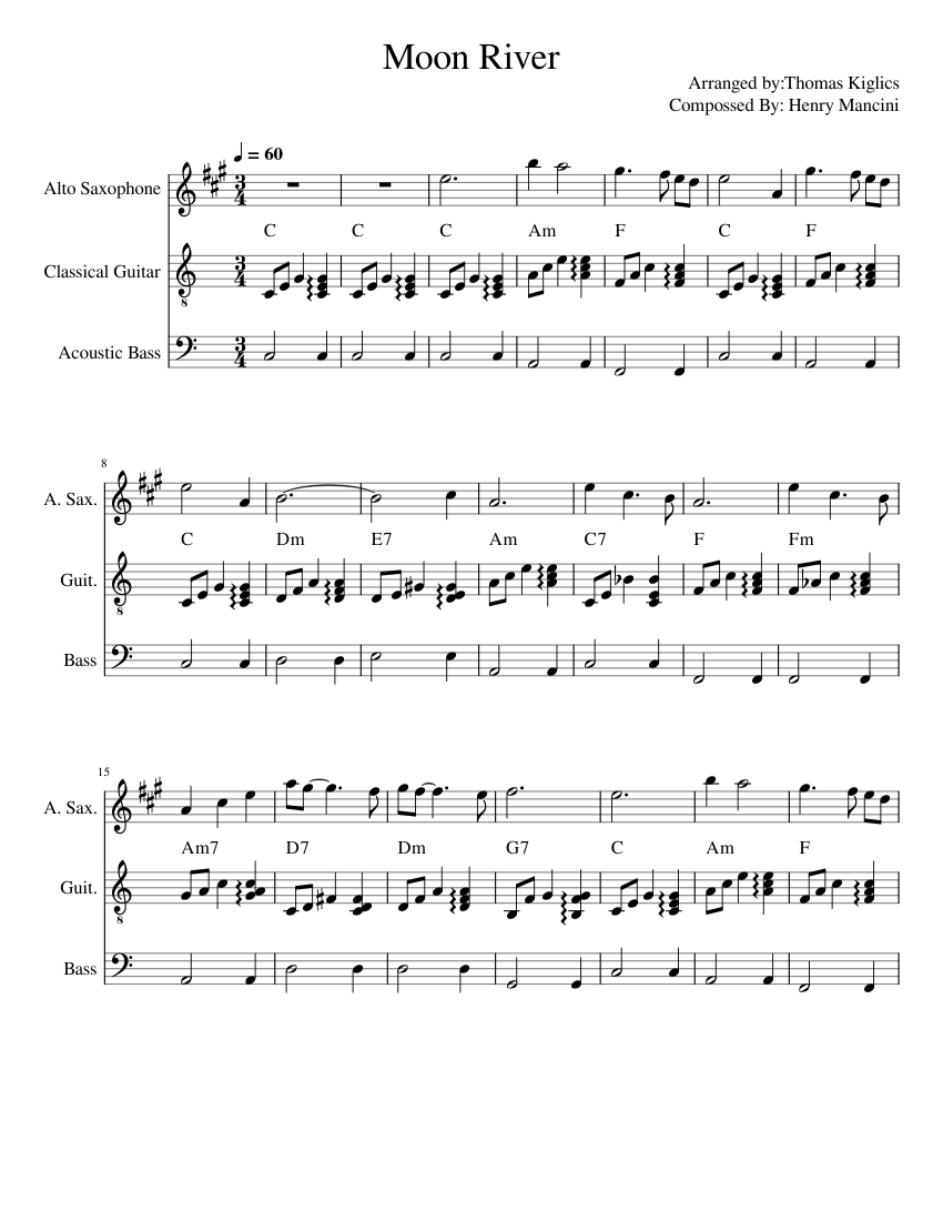 Moon River – Henry Mancini Moon_River Sheet music for Saxophone alto ...