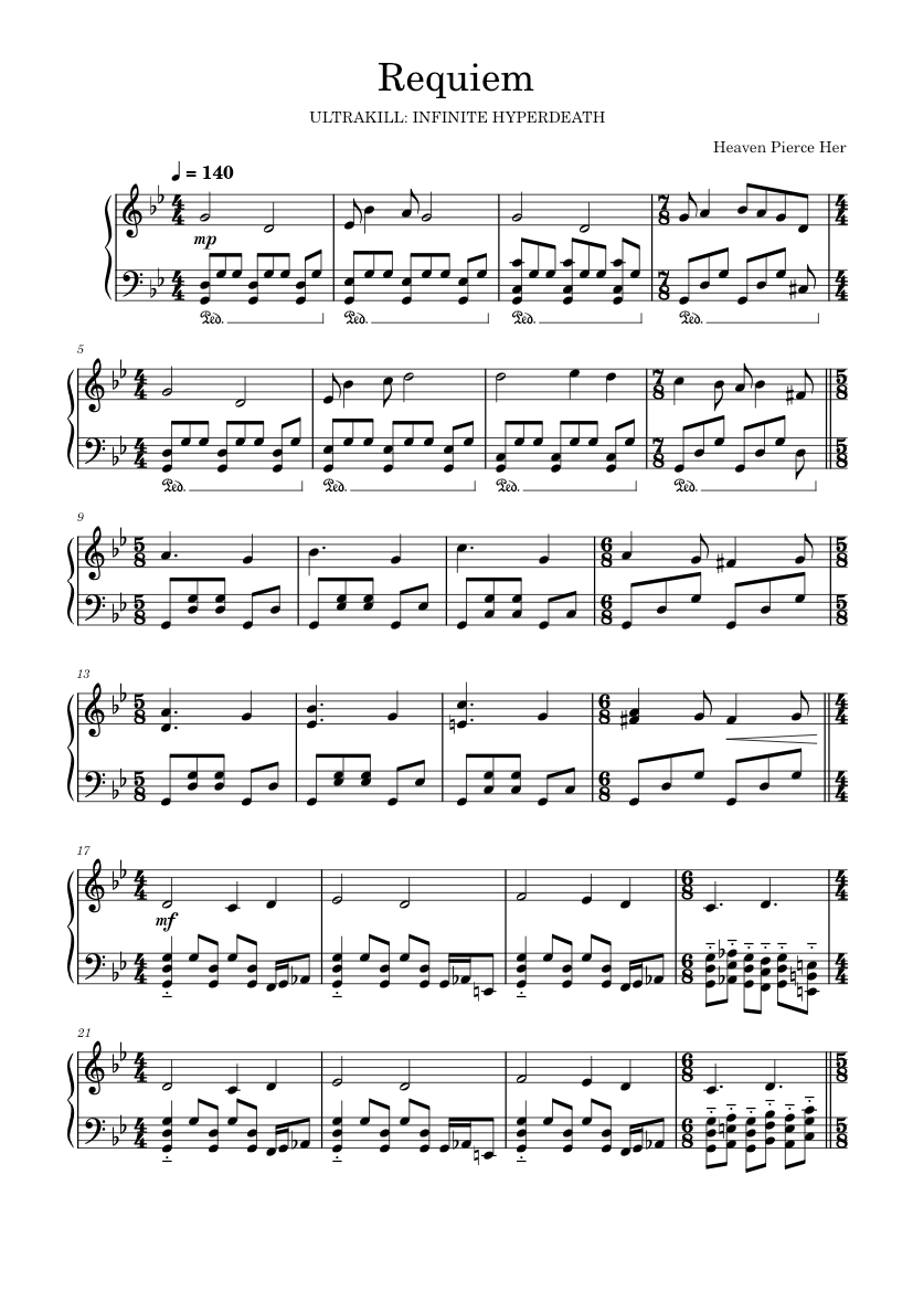 Requiem – Heaven Pierce Her (Piano Solo) Sheet music for Piano (Solo ...