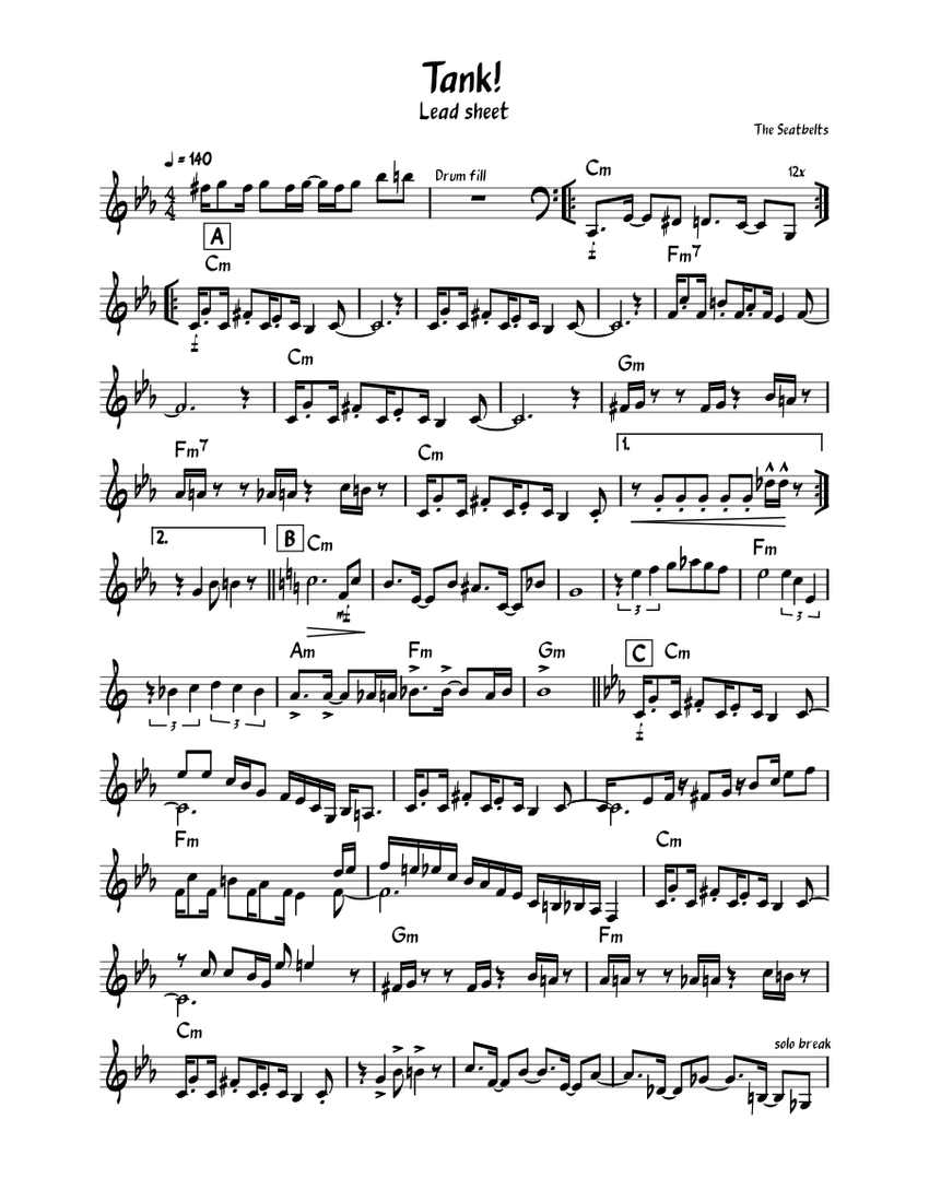 Tank! – Lead Sheet Sheet music for Piano (Jazz Band) Easy | Musescore.com
