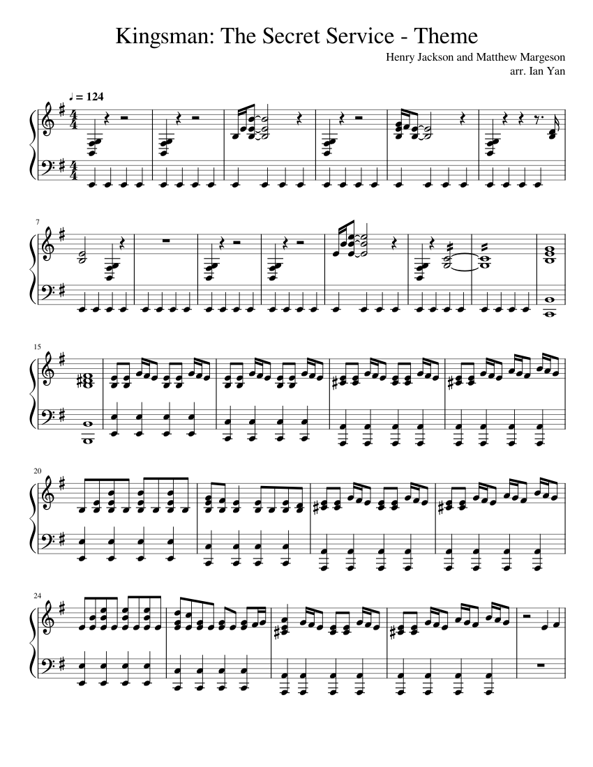 Kingsman The Secret Service - Theme Sheet music for Piano (Solo ...