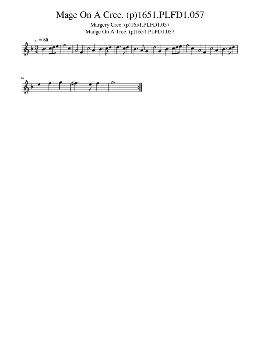 Mage On A Cree. (p)1651.PLFD1.057 Sheet music for Piano (Solo) Easy ...