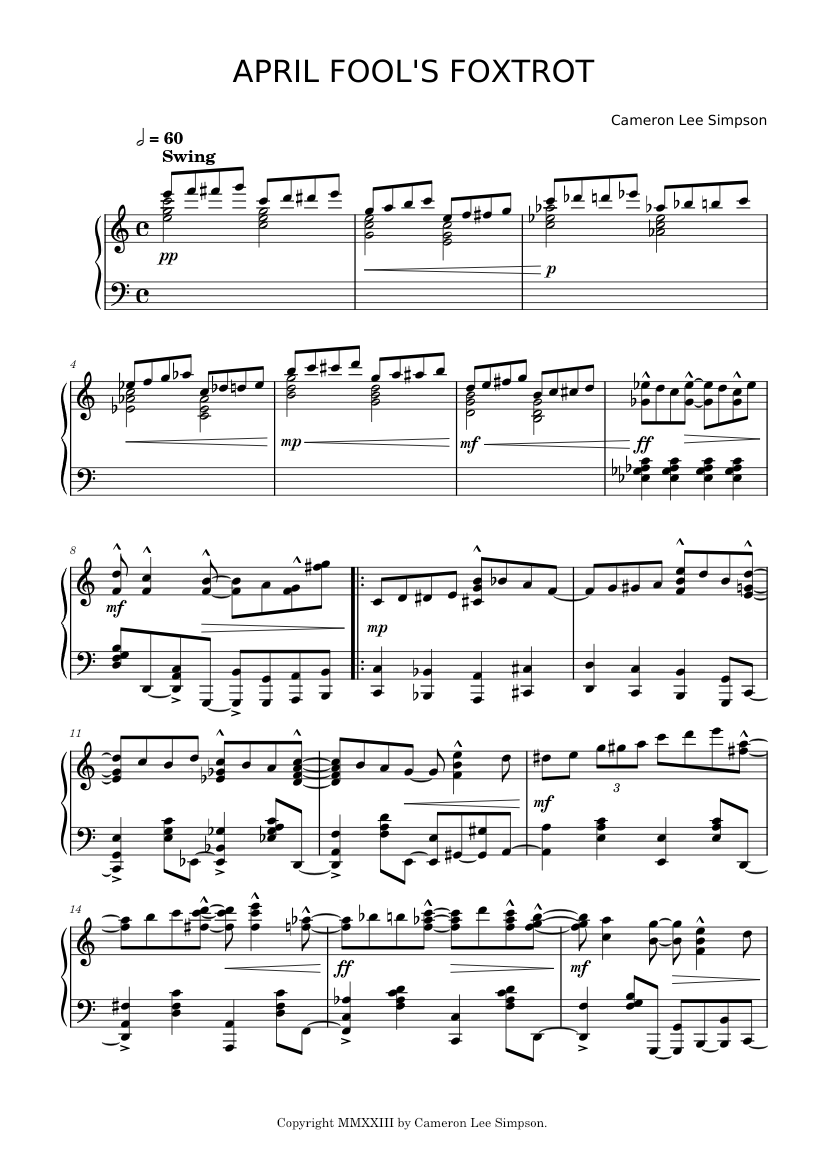 APRIL FOOL'S FOXTROT Sheet music for Piano (Solo) | Musescore.com
