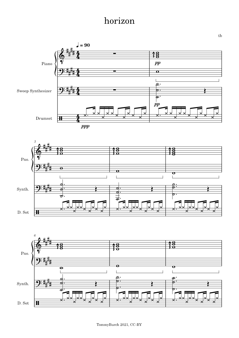 horizon Sheet music for Piano, Drum group, Synthesizer (Piano Trio ...
