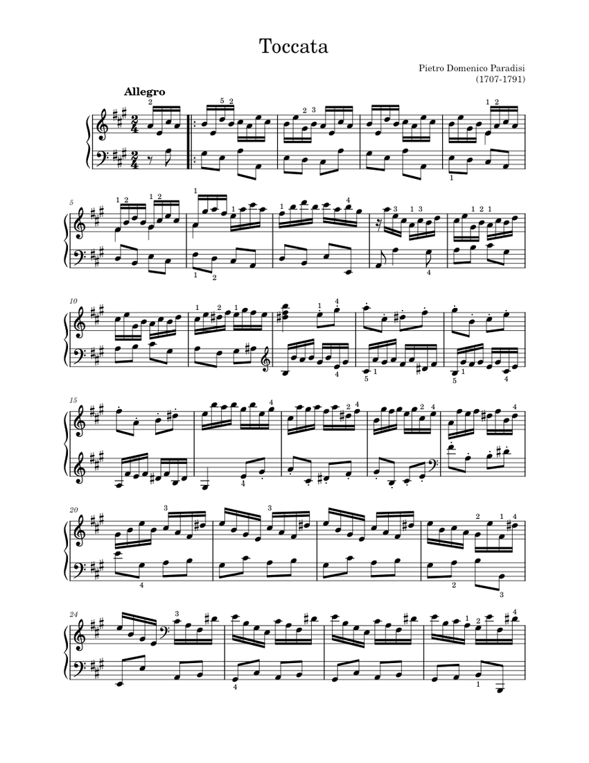 Toccata - Pietro Domenico Paradisi Sheet music for Piano (Solo) | Musescore.com