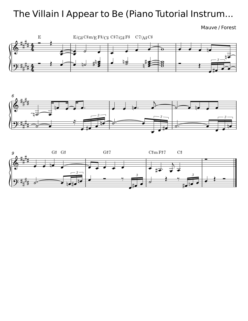 The Villain I Appear to Be Sheet Music for Piano (Solo) easy ...