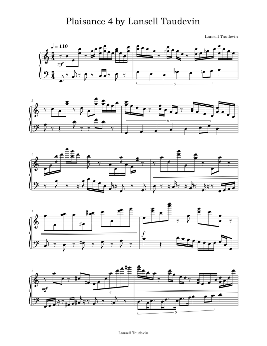 Plaisance_4_by_Lansell_Taudevin Sheet music for Piano (Solo ...