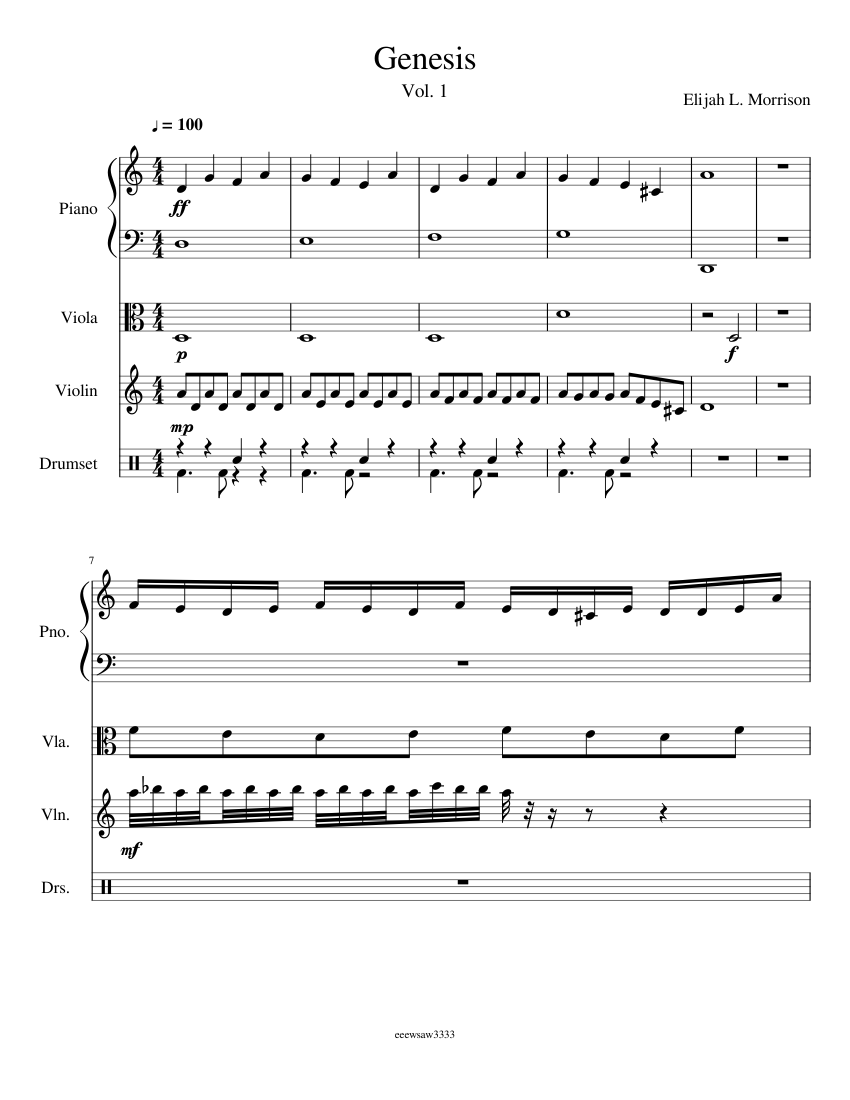 Genesis, Vol. 1 Sheet music for Piano, Violin, Viola (Mixed Trio ...