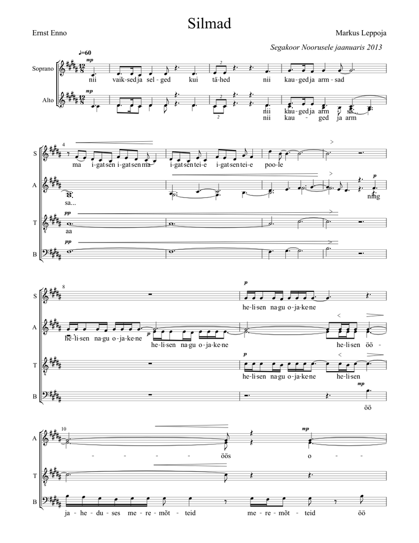 Silmad Sheet music for Bass guitar (Solo) | Musescore.com