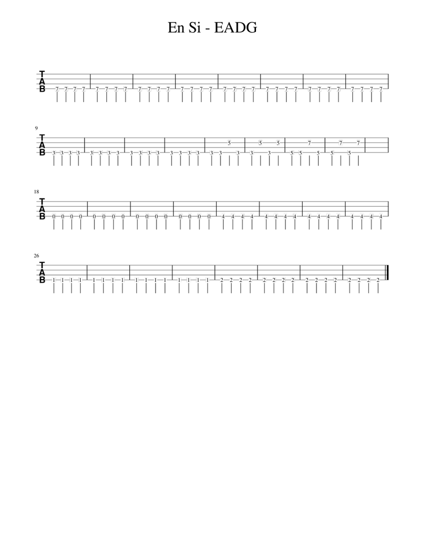 En Si - EADG Sheet music for Bass guitar (Solo) | Musescore.com
