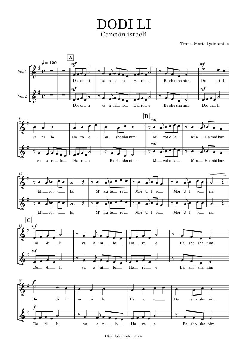 DODI_LI Sheet music for Vocals, Female (Choral) | Musescore.com