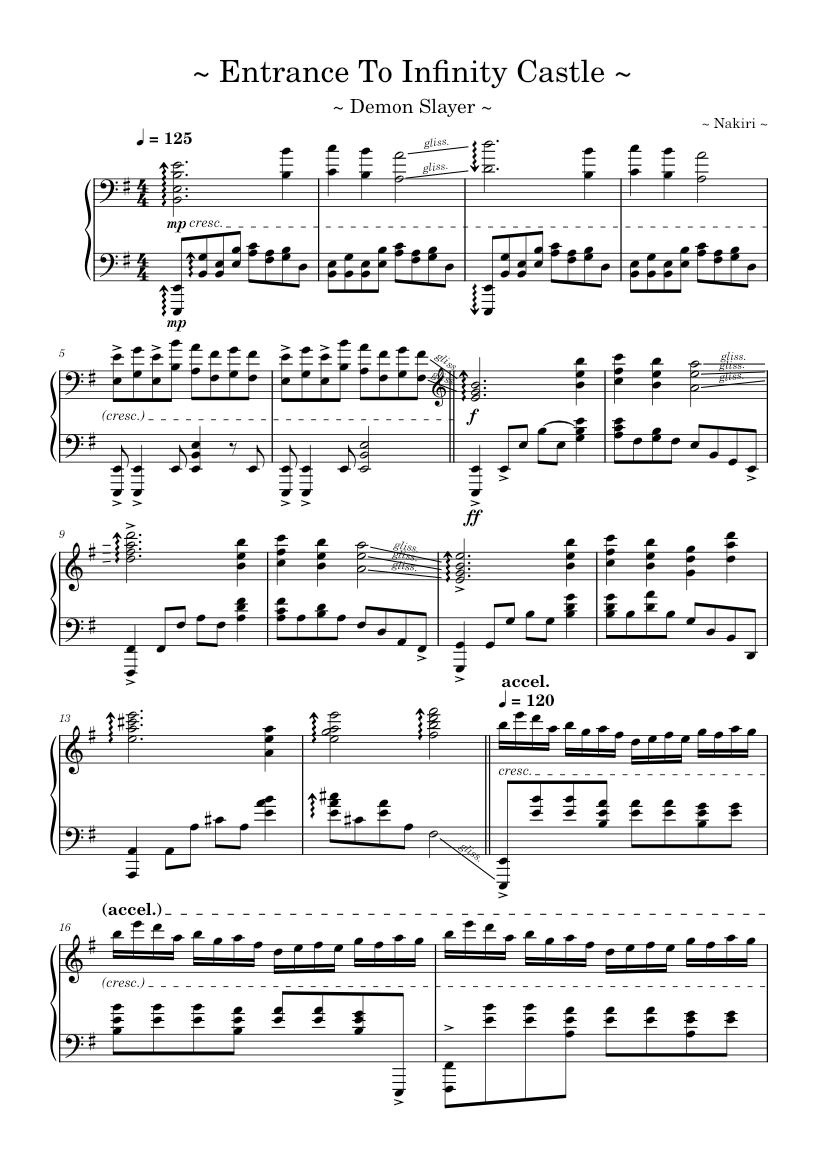 Entrance to the Infinity Castle – Demon Slayer Sheet Music for Piano ...