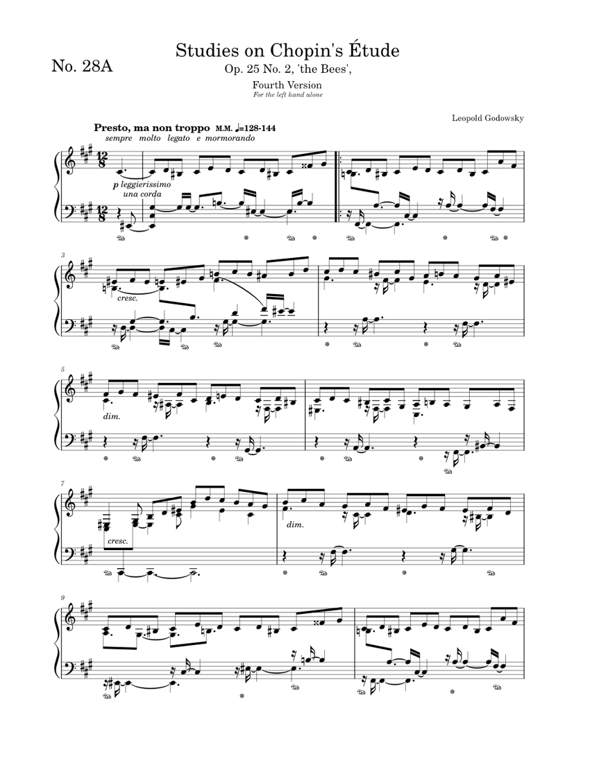 Study No. 28a on Chopin's Étude (Op. 25 No. 2) – Leopold Godowsky Sheet music for Piano (Solo ...