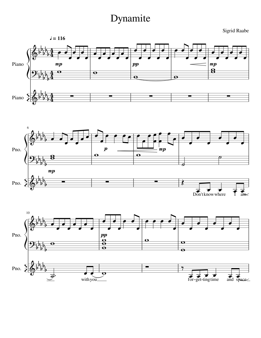 Dynamite Sheet music for Piano (Piano Duo) | Musescore.com