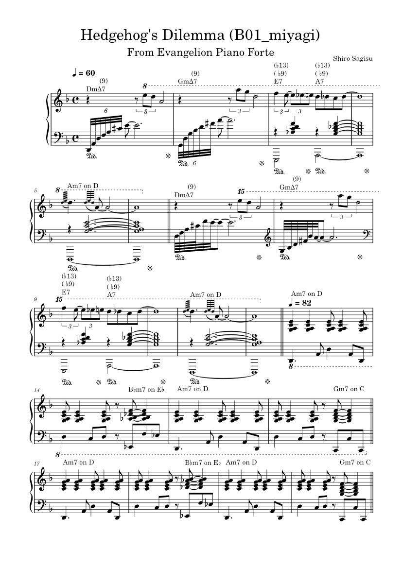 Hedgehog's Dilemma – Shirō Sagisu Sheet Music for Piano (Solo ...