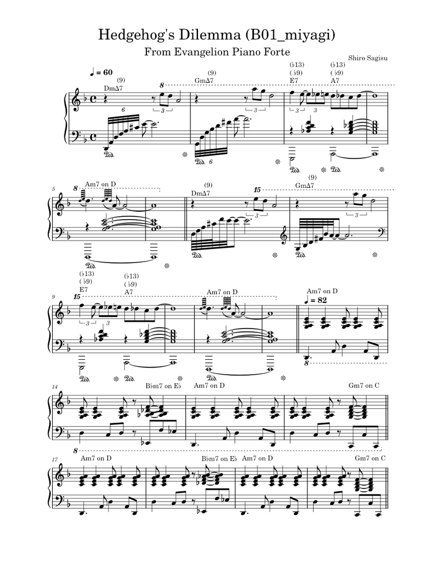 Hedgehog's Dilemma – Shirō Sagisu Sheet music for Piano (Solo ...