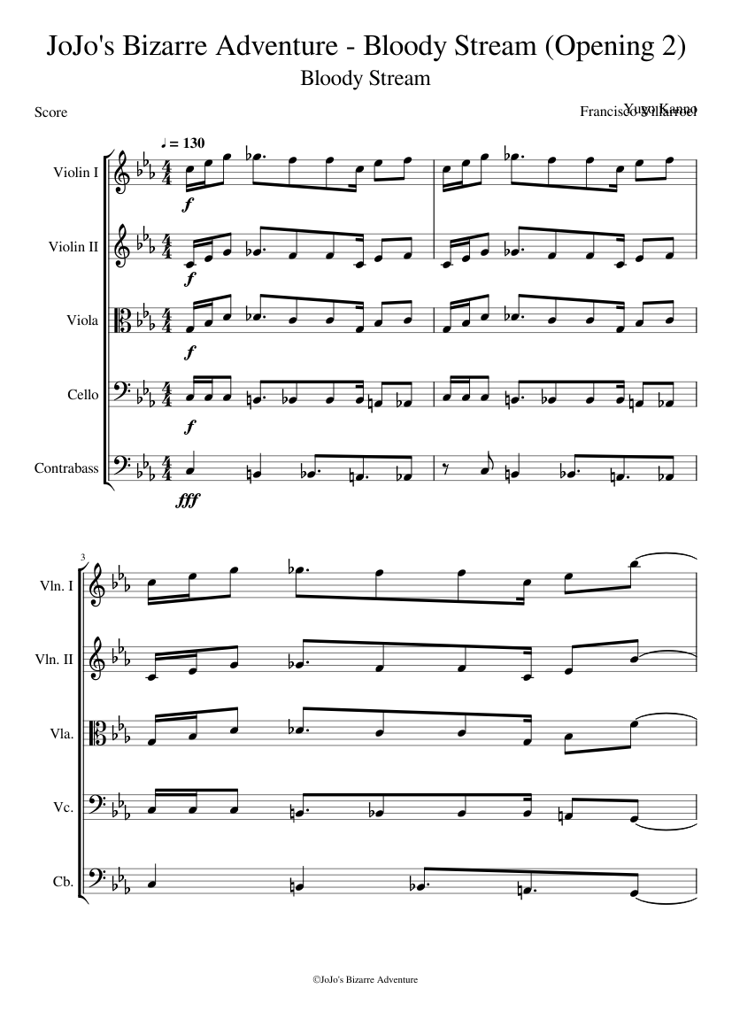 JoJo's Bizarre Adventure - Bloody Stream (Opening 2) Sheet music for ...