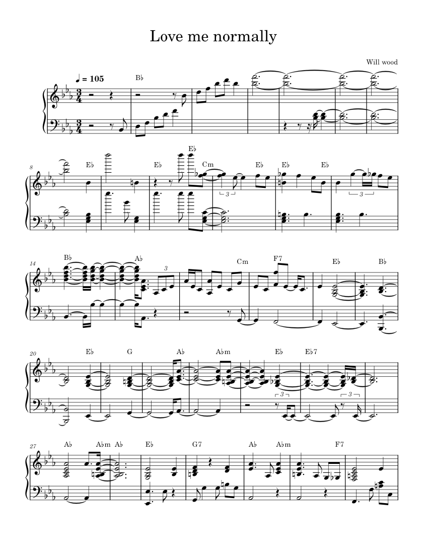Love Me Normally Will Wood Sheet Music for Piano (Solo) | MuseScore.com