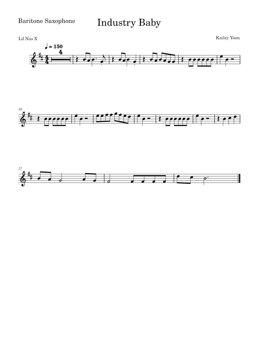 Industry Baby (Bari Sax) – Lil Nas X Sheet music for Saxophone baritone ...