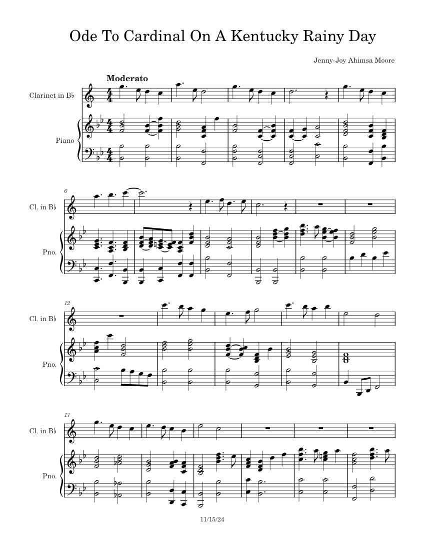 Cardinal On A Kentucky Rainy Day – mccloskeyj Sheet music for Piano ...