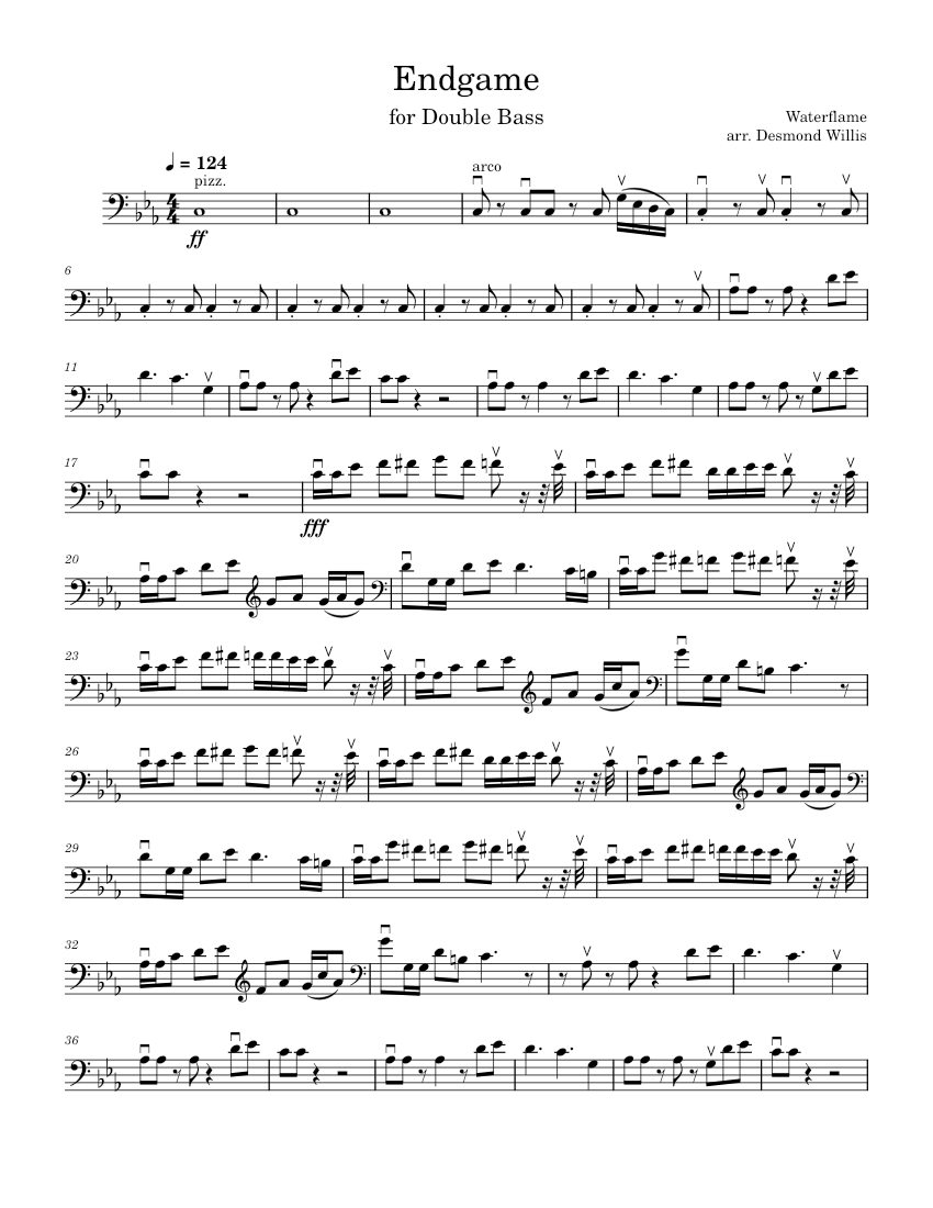 Endgame – Waterflame Endgame by Waterflame for Double Bass Sheet music ...