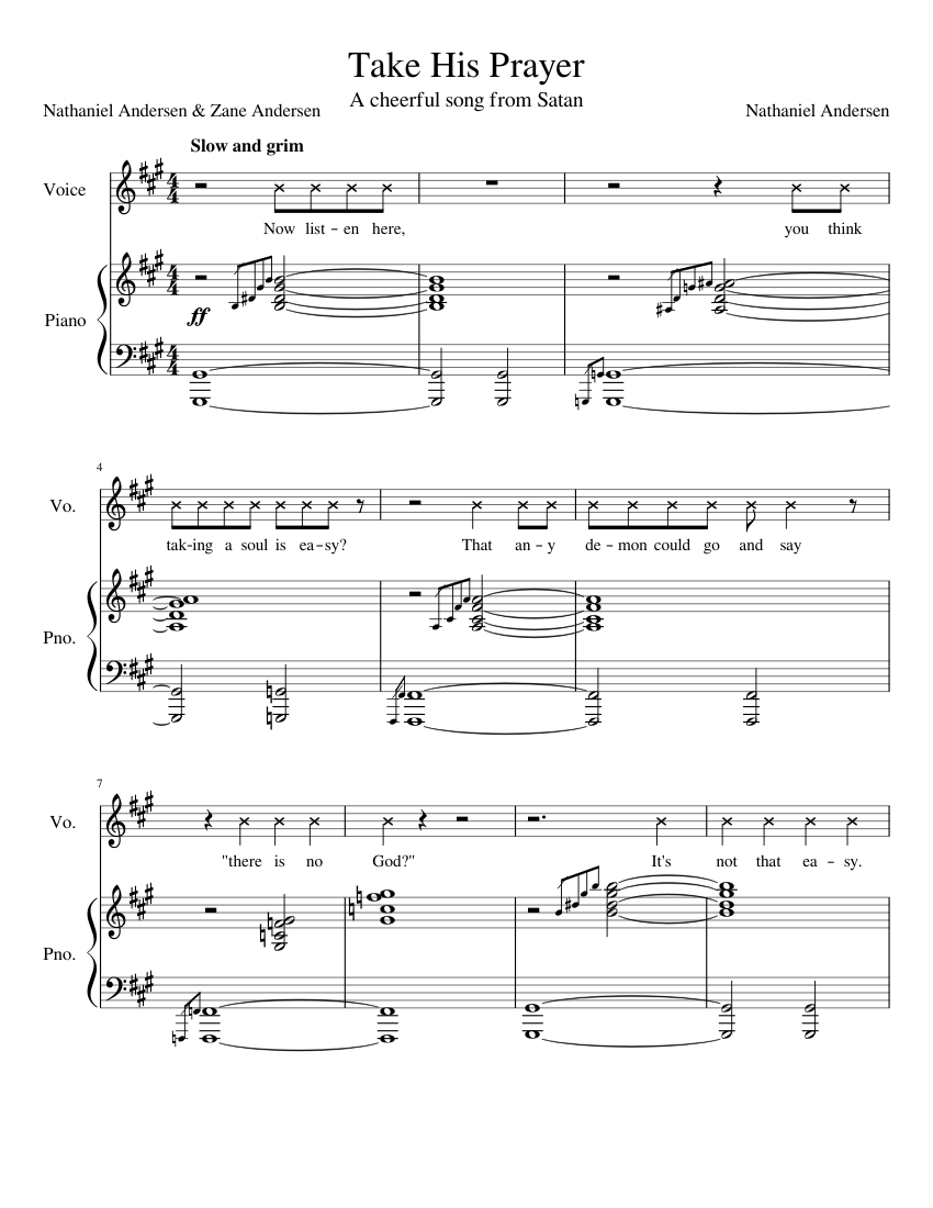 Take his prayer Sheet music for Piano, Vocals (Piano-Voice) | Musescore.com