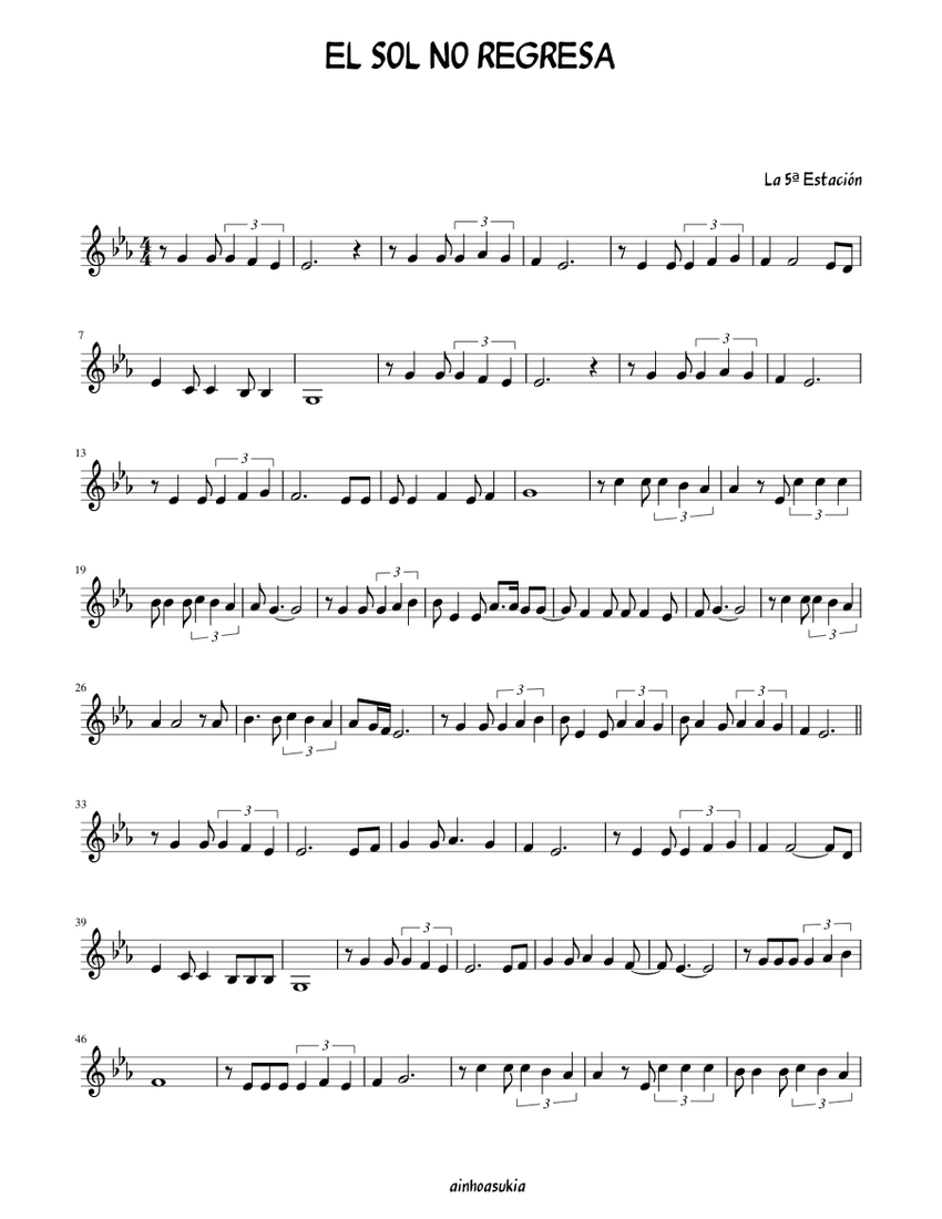 EL_SOL_NO_REGRESA Sheet music for Piano (Solo) | Musescore.com