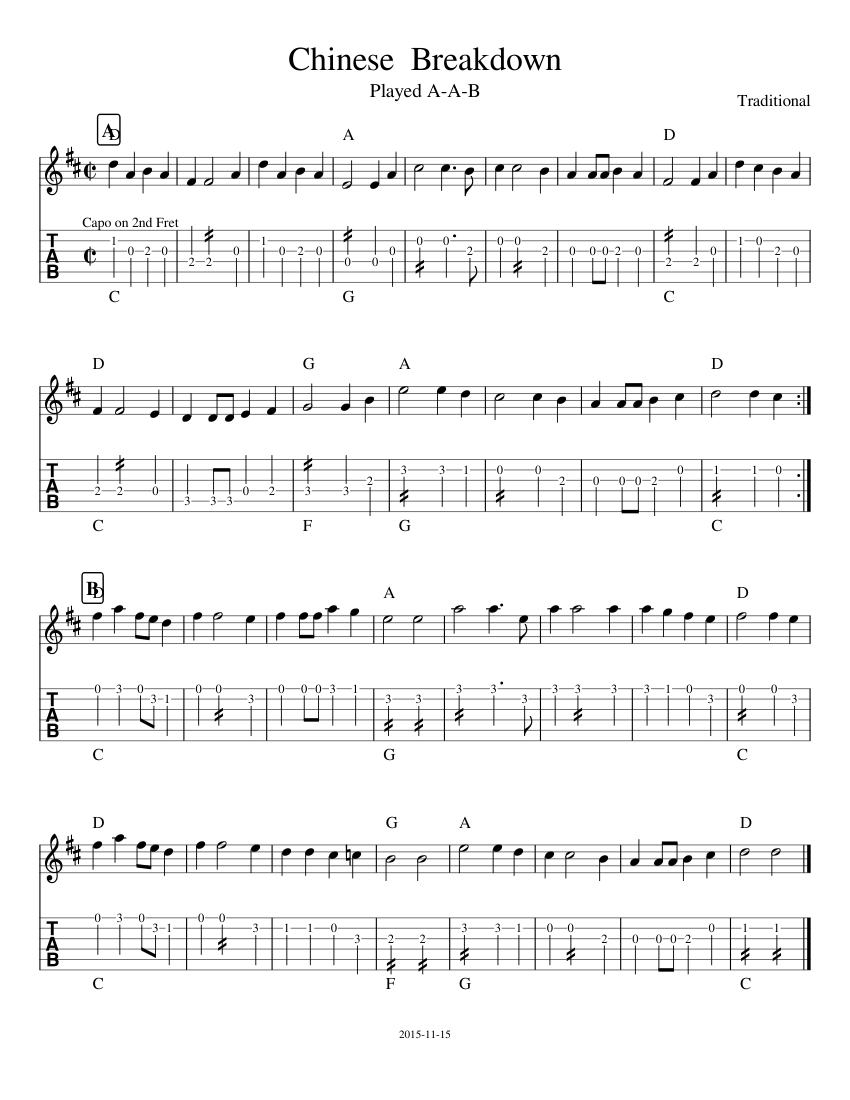 Chinese Breakdown Sheet music for Piano, Guitar (Solo) | Musescore.com
