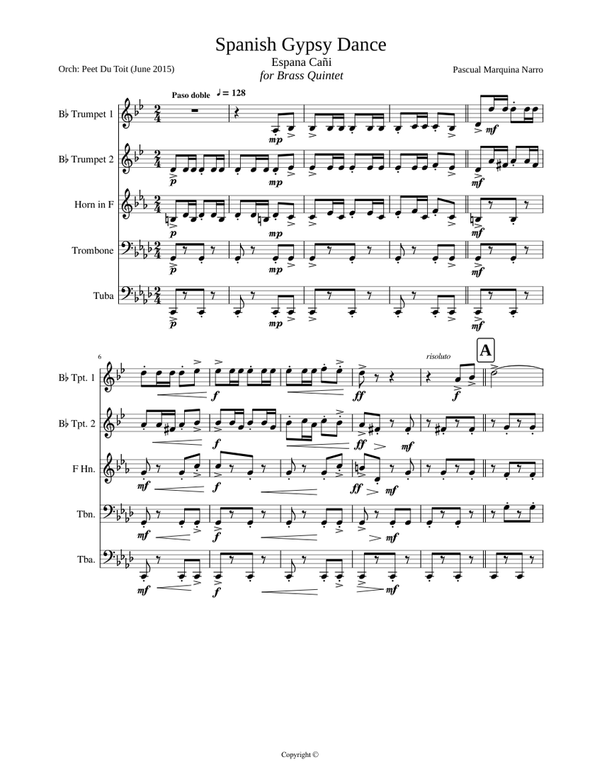 Spanish Gypsy Dance / España Cañi - P Marquina Narro (Brass Quintet ...