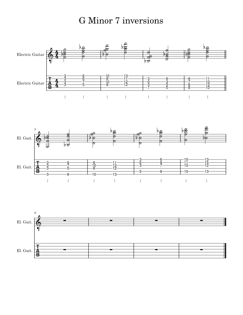G Minor 7 inversions Sheet music for Guitar (Mixed Duet) | Musescore.com