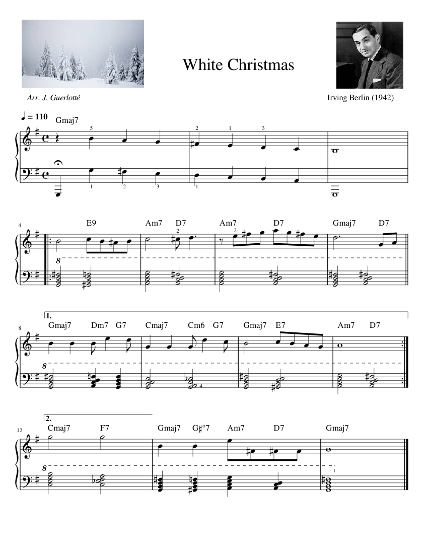 White Christmas Sheet Music for Piano (Solo) Easy | MuseScore.com