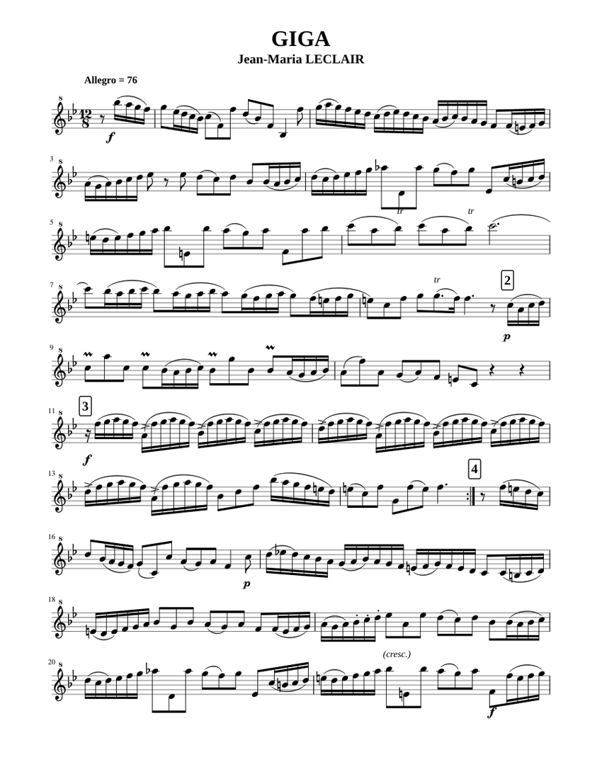 GIGA - Jean-Maria LECLAIR Sheet music for Xylophone (Solo) | Musescore.com