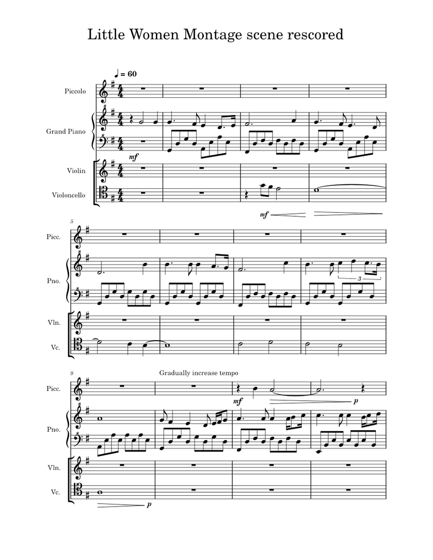 Little_Women_Montage_scene_rescored Sheet music for Piano, Flute ...