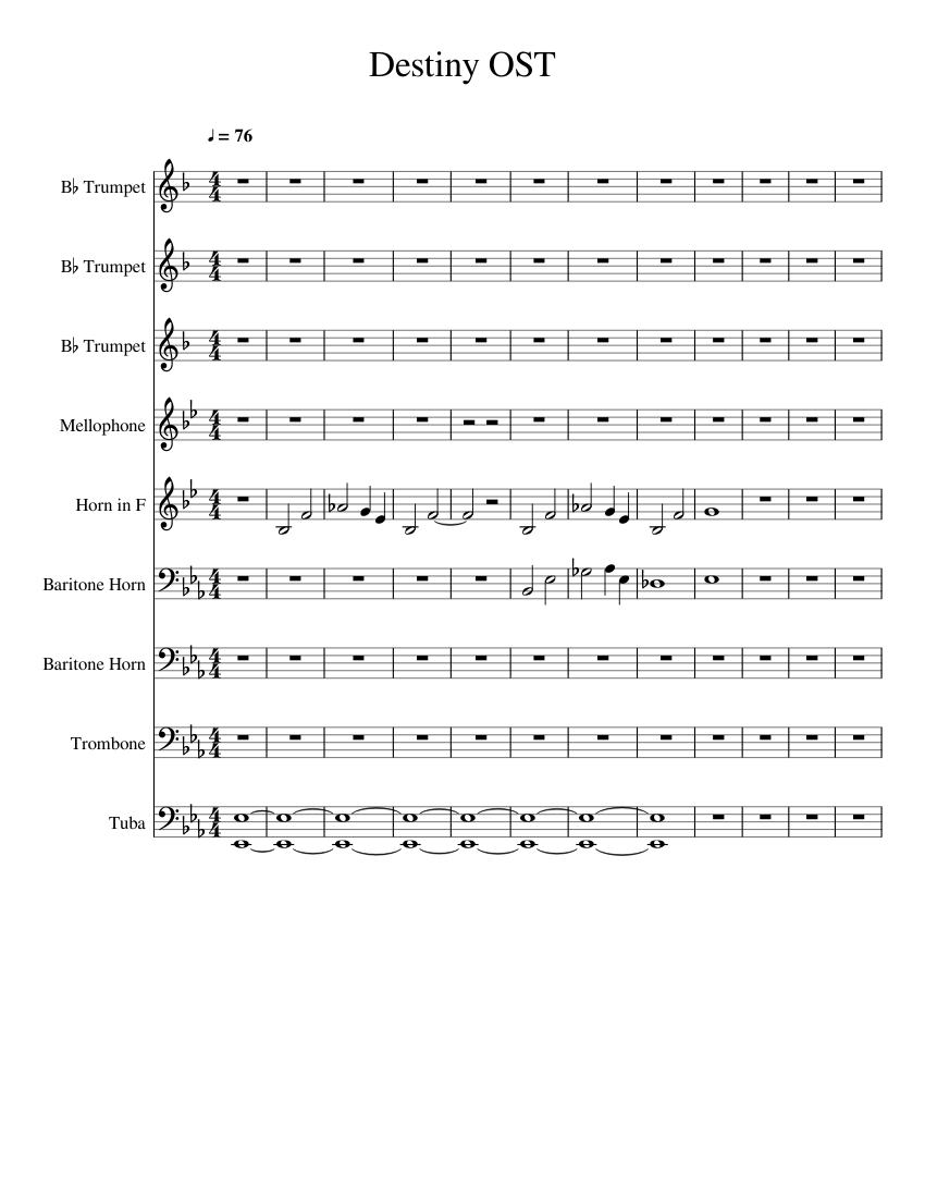 Destiny OST Sheet music for Trumpet (In B Flat), Trombone, French Horn ...