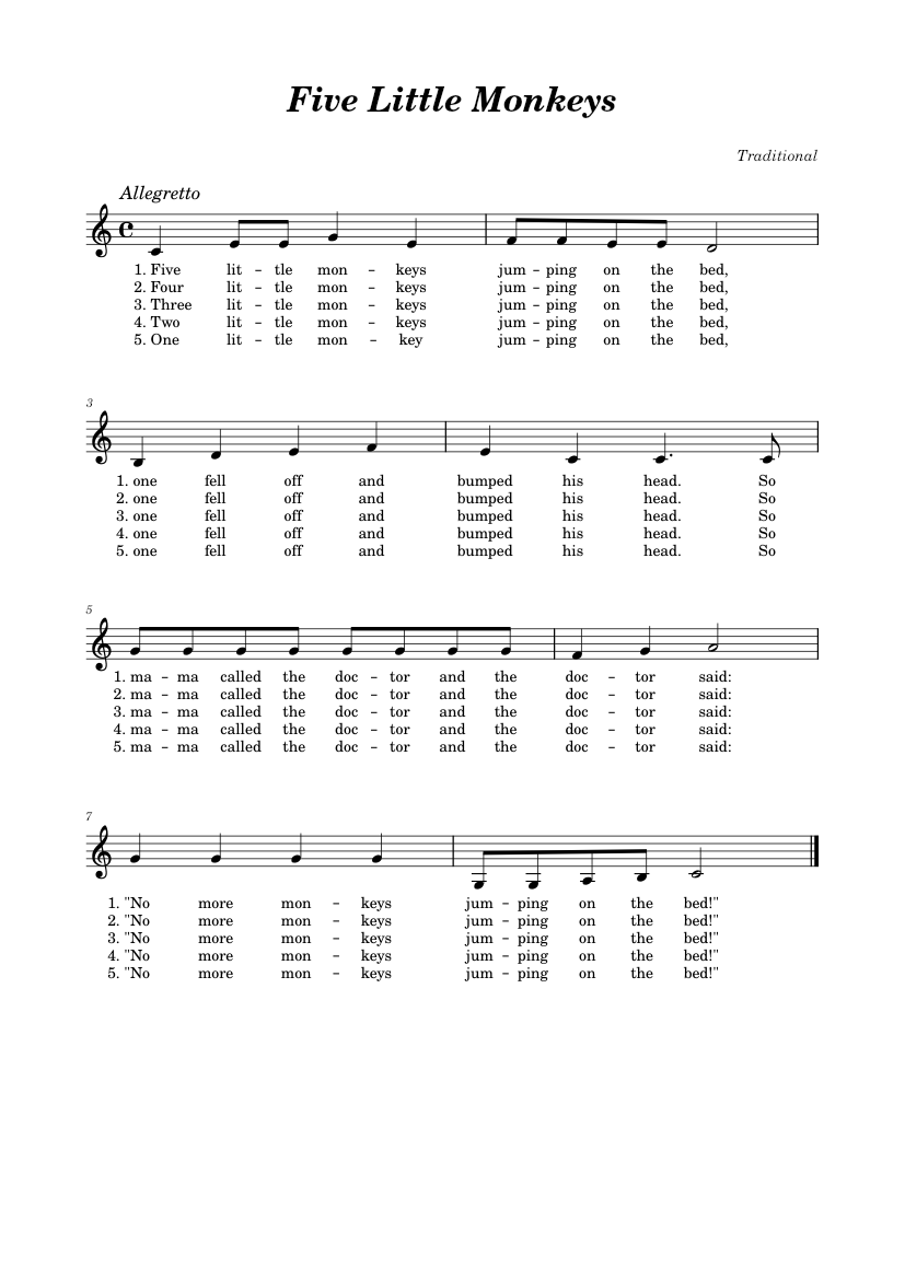 Five Little Monkeys Sheet music for Piano (Solo) Easy | Musescore.com