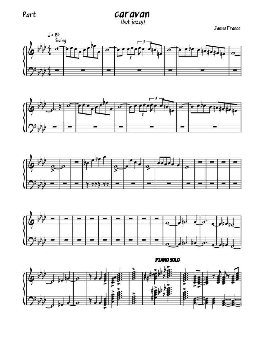 Caravan Piano but like without breaks Sheet music for Piano (Solo ...