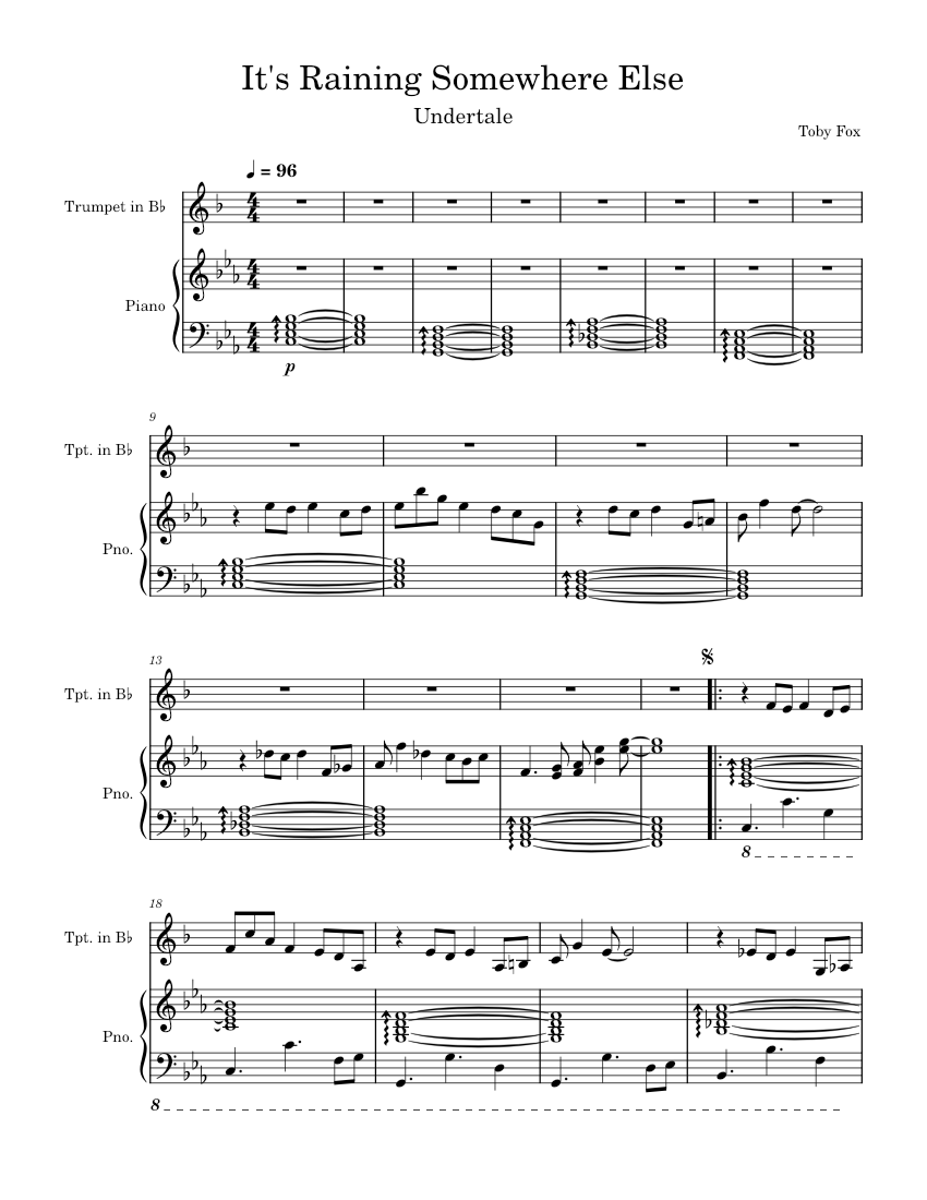 It's Raining Somewhere Else Sheet music for Piano, Trumpet other (Mixed Duet) | Musescore.com