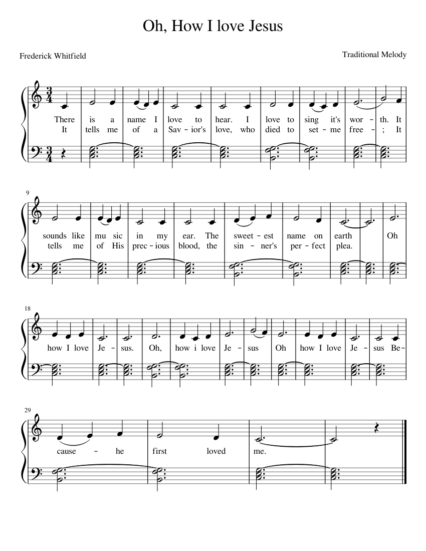 Oh,_How_I_love_Jesus Sheet music for Piano (Solo) Easy | Musescore.com