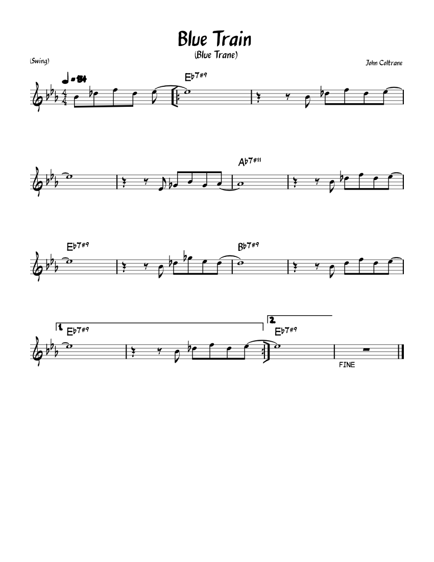 Blue train – John Coltrane Blue Train Sheet music for Piano (Jazz Band ...