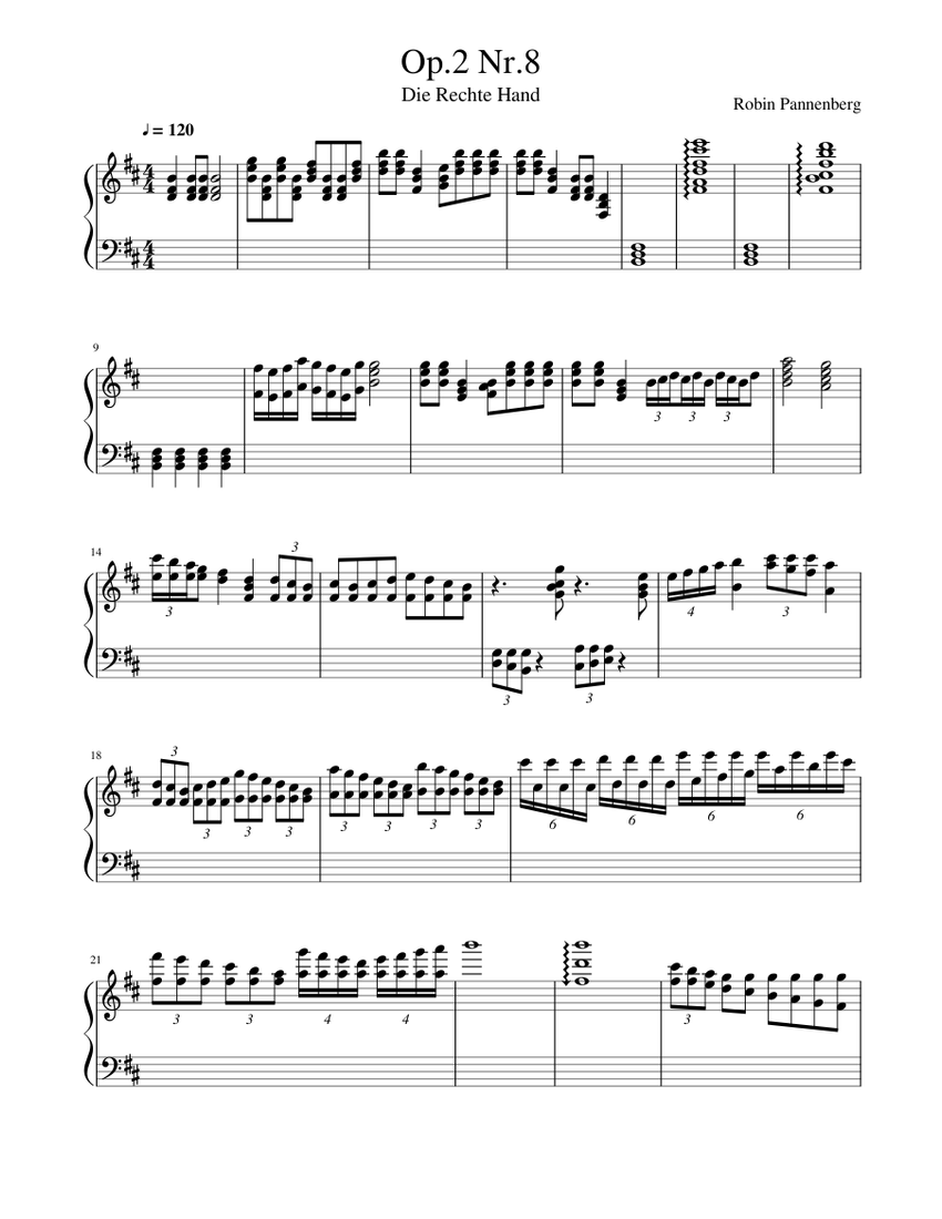 Op.2 Nr.8 - The Right Hand Sheet music for Piano (Solo) | Musescore.com