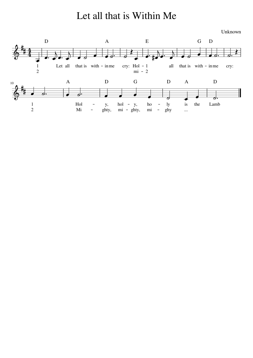 Let all that is Within Me Sheet music for Piano (Solo) Easy | Musescore.com