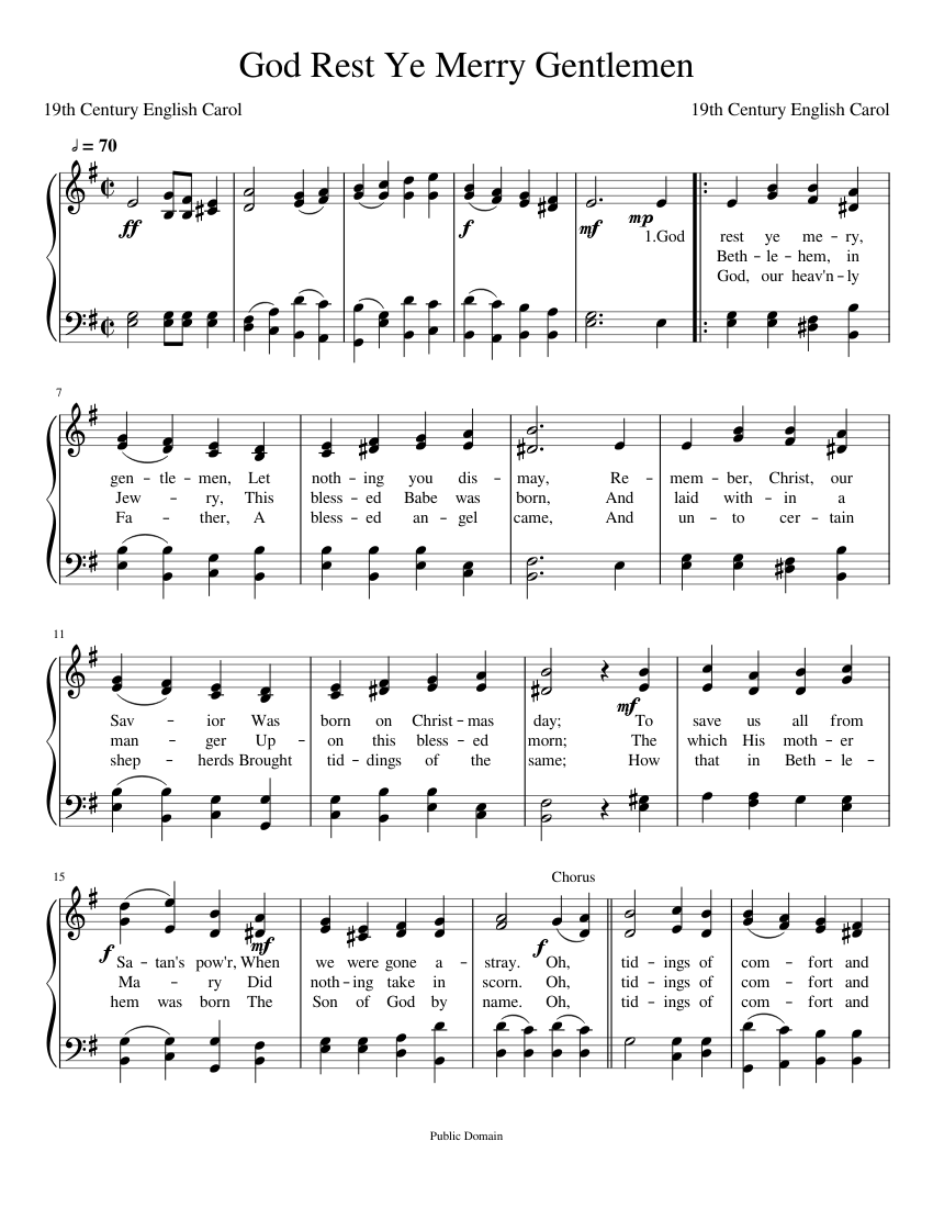 God Rest Ye Merry Gentlemen Sheet music for Piano (Solo) | Musescore.com