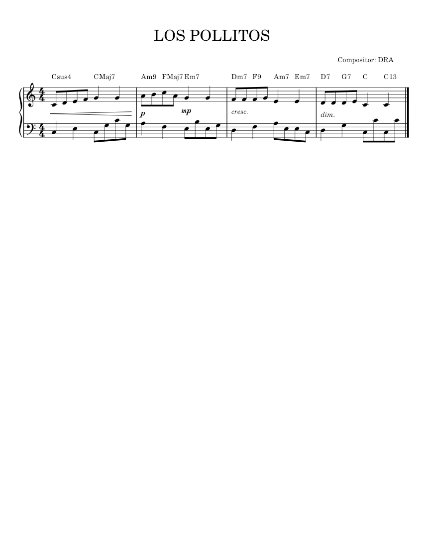 LOS POLLITOS Sheet Music for Piano (Solo) Easy | MuseScore.com