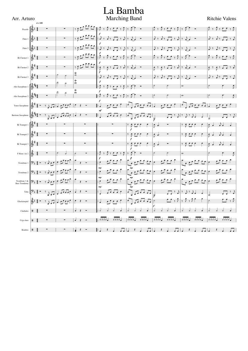 La Bamba Sheet music for Trombone, Tuba, Flute piccolo, Flute & more ...