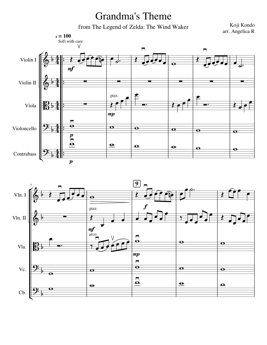 Grandma's_Theme Sheet music for Contrabass, Violin, Viola, Cello ...
