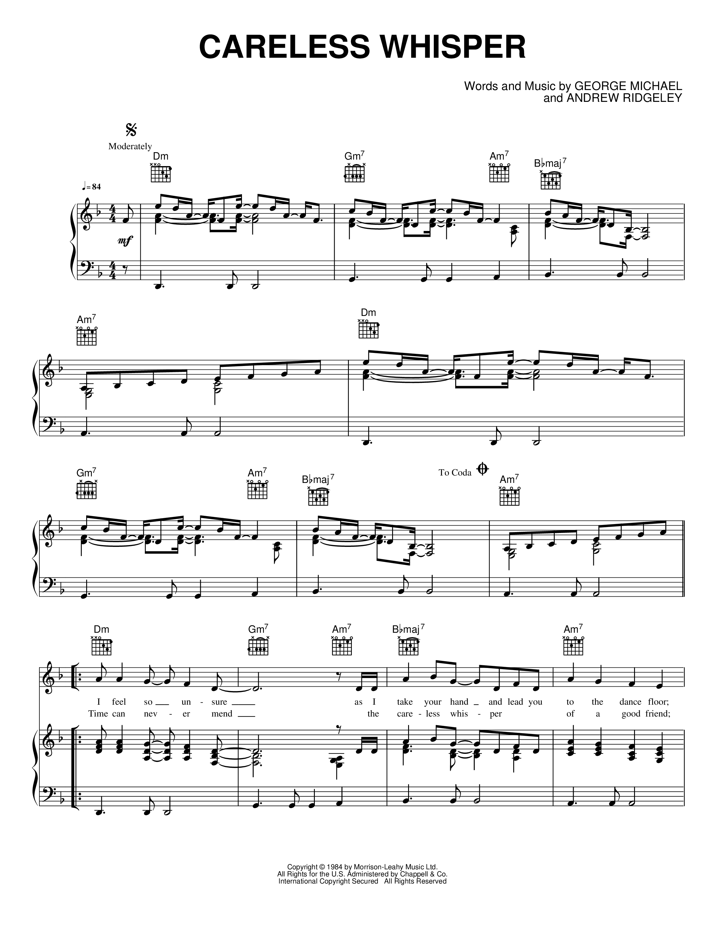 Play Official version of Careless Whisper sheet music by George Michael ...