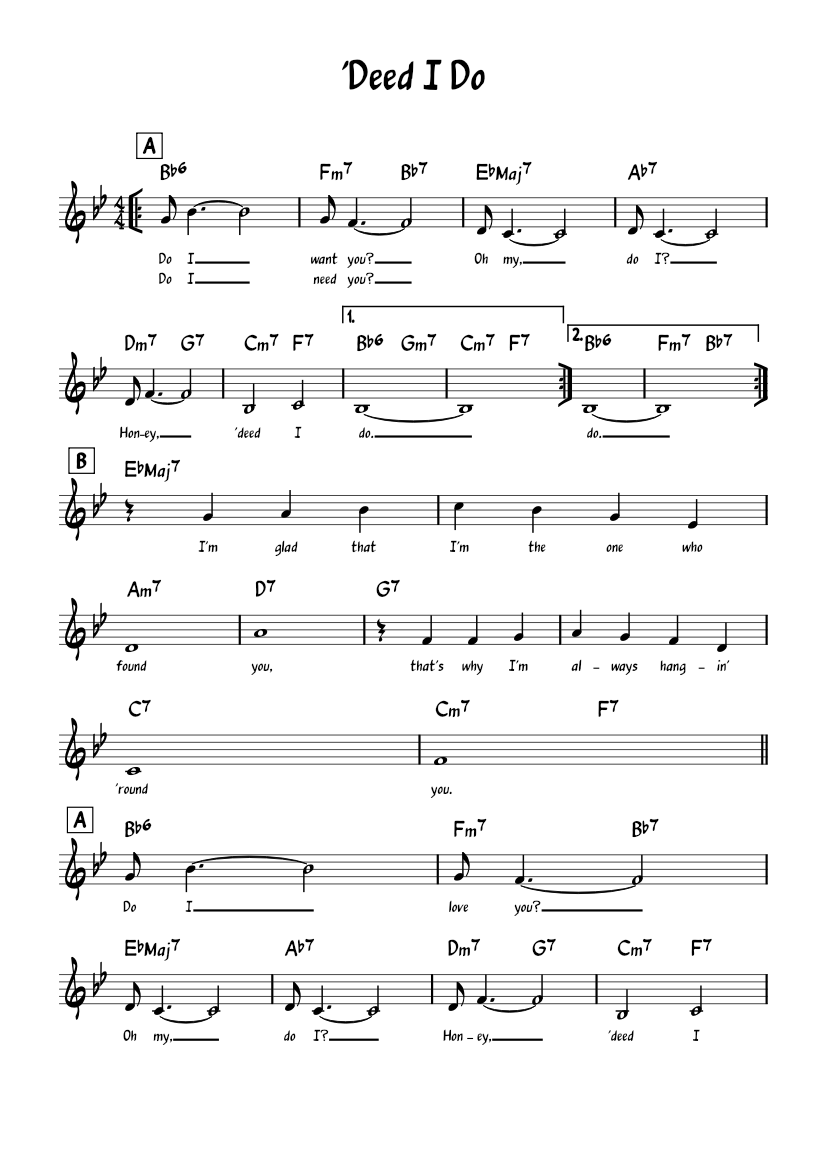 'Deed I Do – Fred Rose 'Deed I Do Sheet music for Piano (Jazz Band ...