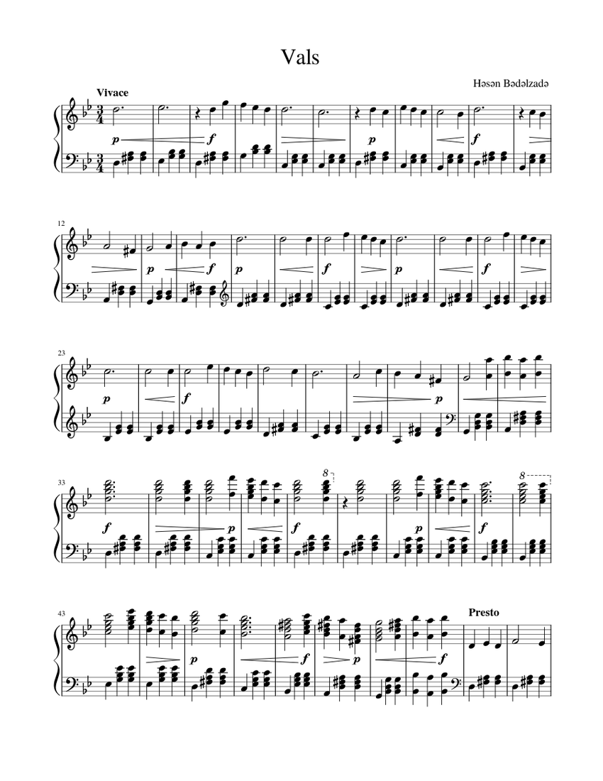 Vals Sheet music for Piano (Solo) | Musescore.com